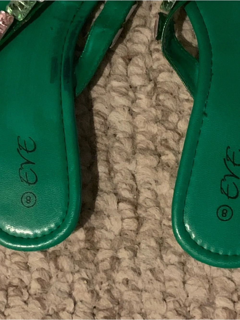 Eve | Shoes | Green Womens Jeweled Toepost Sandals By Eve | Poshmark